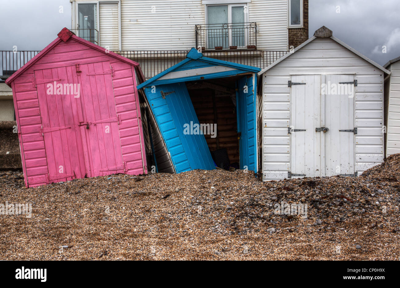 Wrecked beach huts hi-res stock photography and images - Alamy
