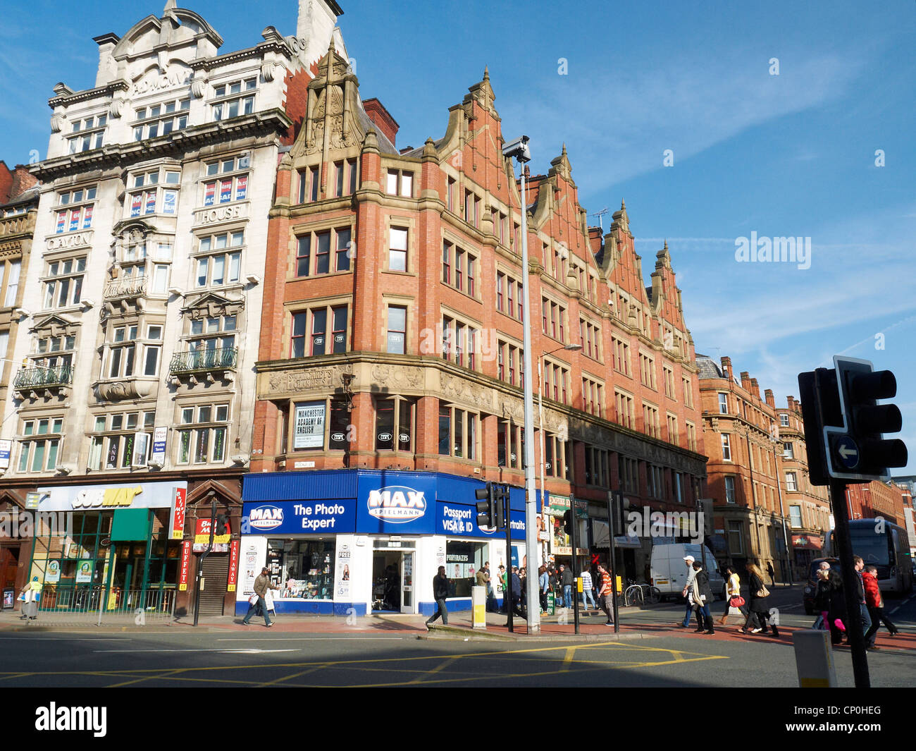 St Margaret`s Chambers with Clayton House on the left in Manchester UK ...