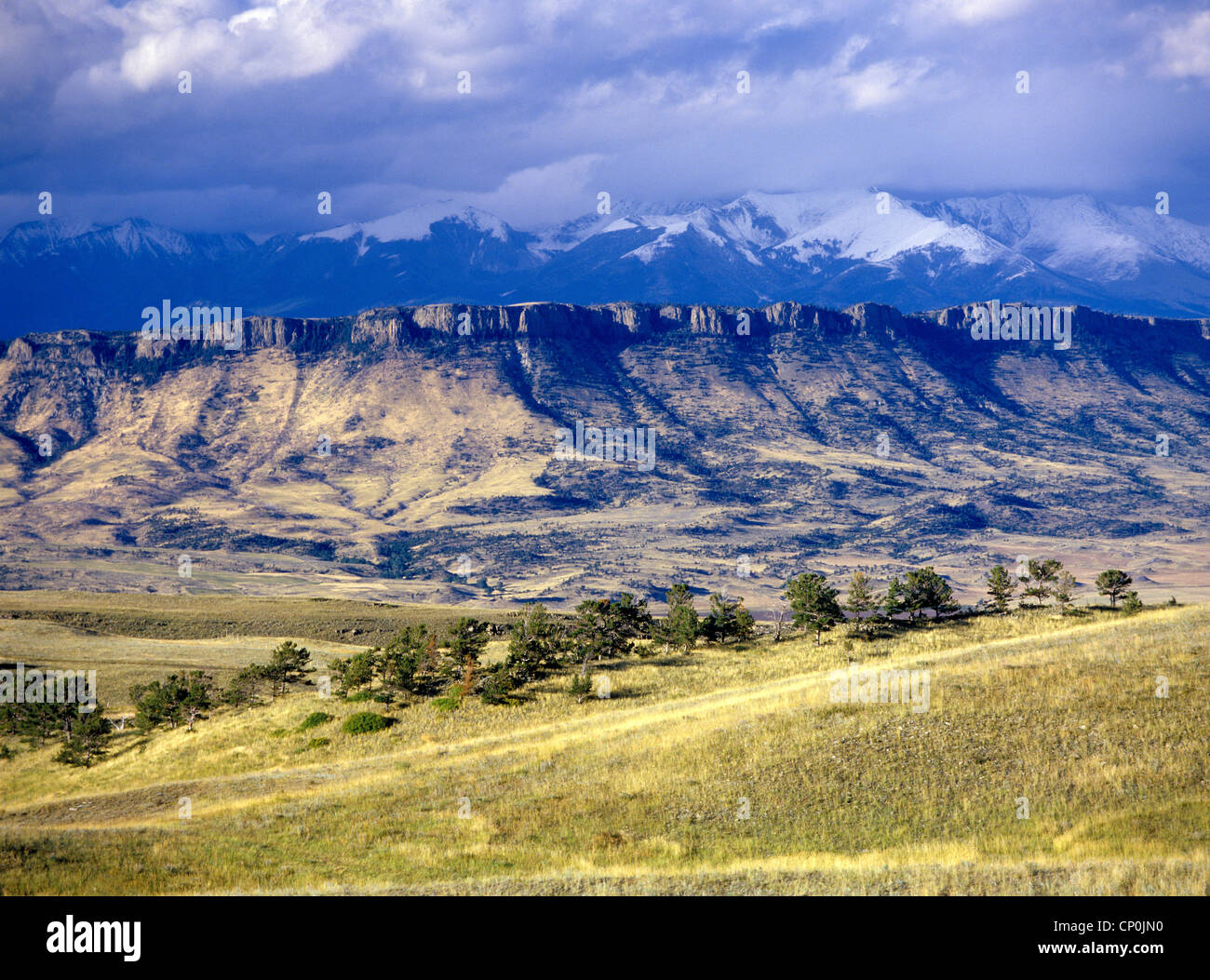 Sheep Mountain and the snow capped Crazy Mountain range with ...