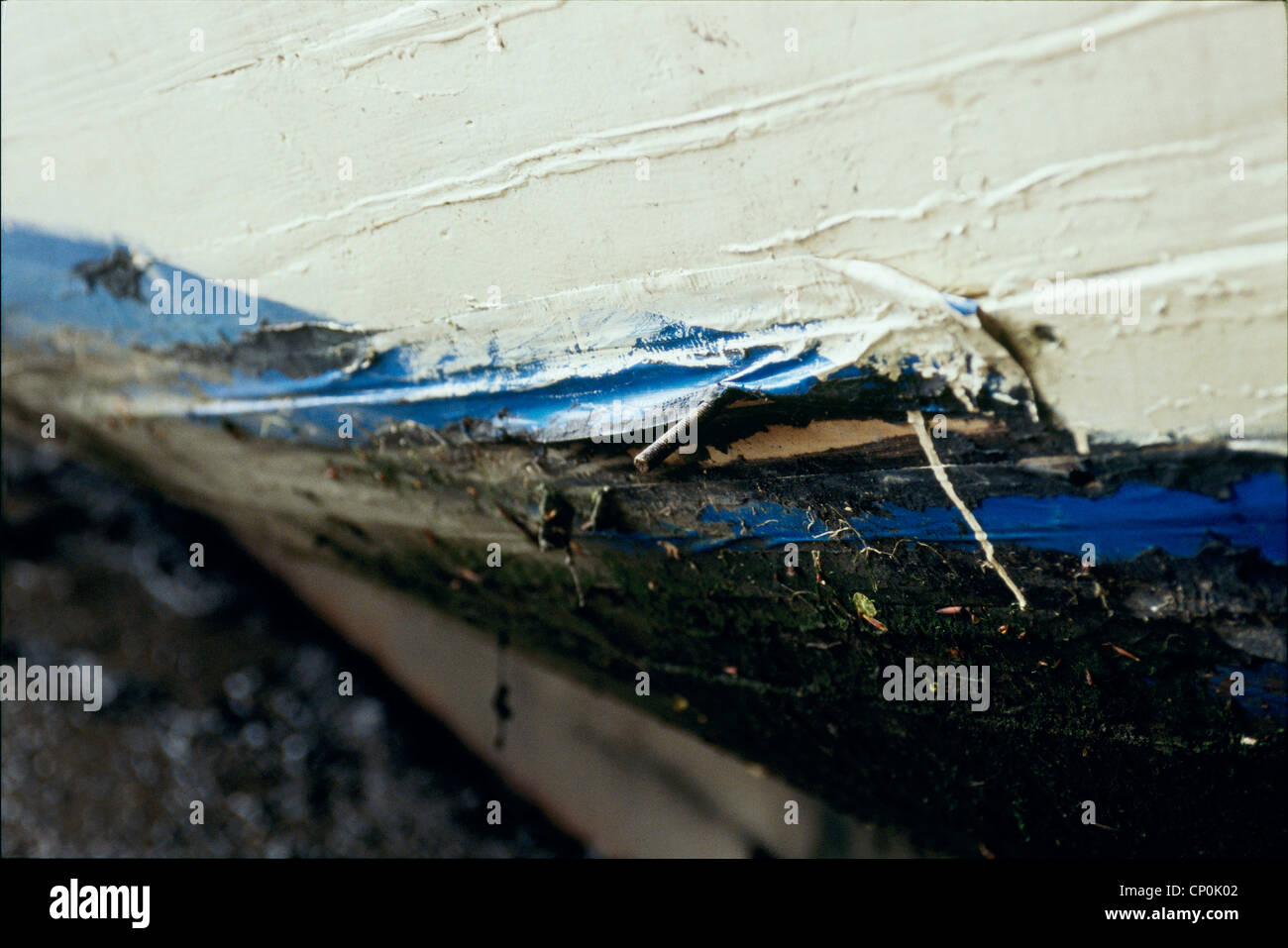 Cracked paint on hull of wooden boat Stock Photo - Alamy