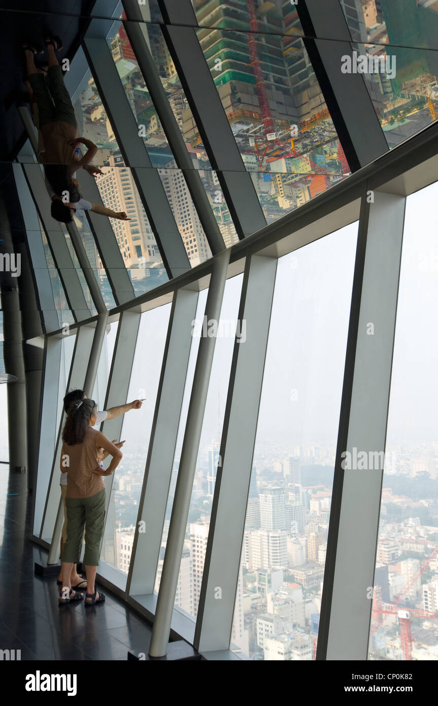 Vertical view inside the Bitexco Financial Tower, Tháp Tài Chính, the ...