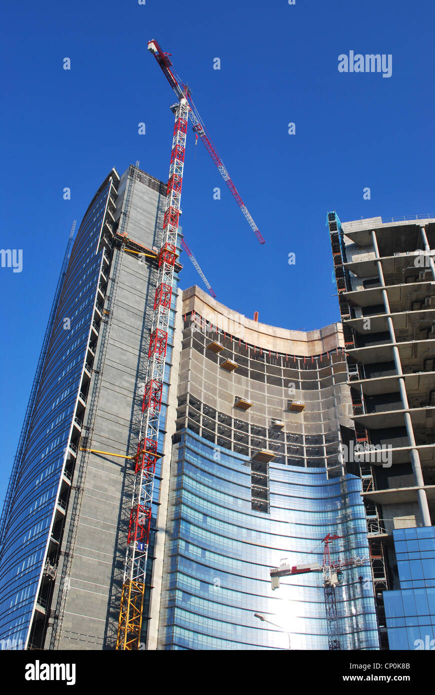 Modern skyscrapers construction site, Milan, Lombardy, Italy Stock ...