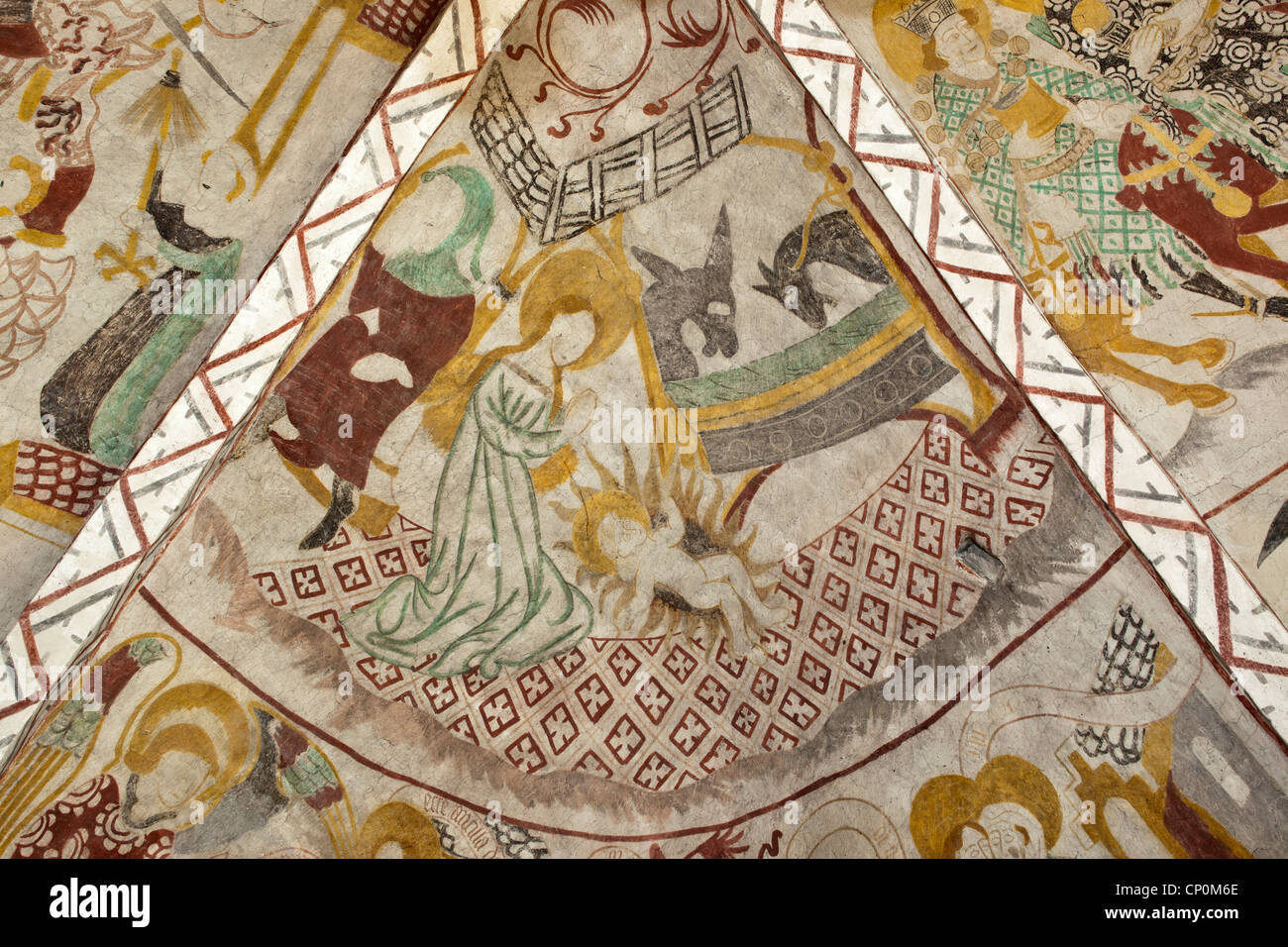 Danish late medieval religious fresco paintings Stock Photo - Alamy