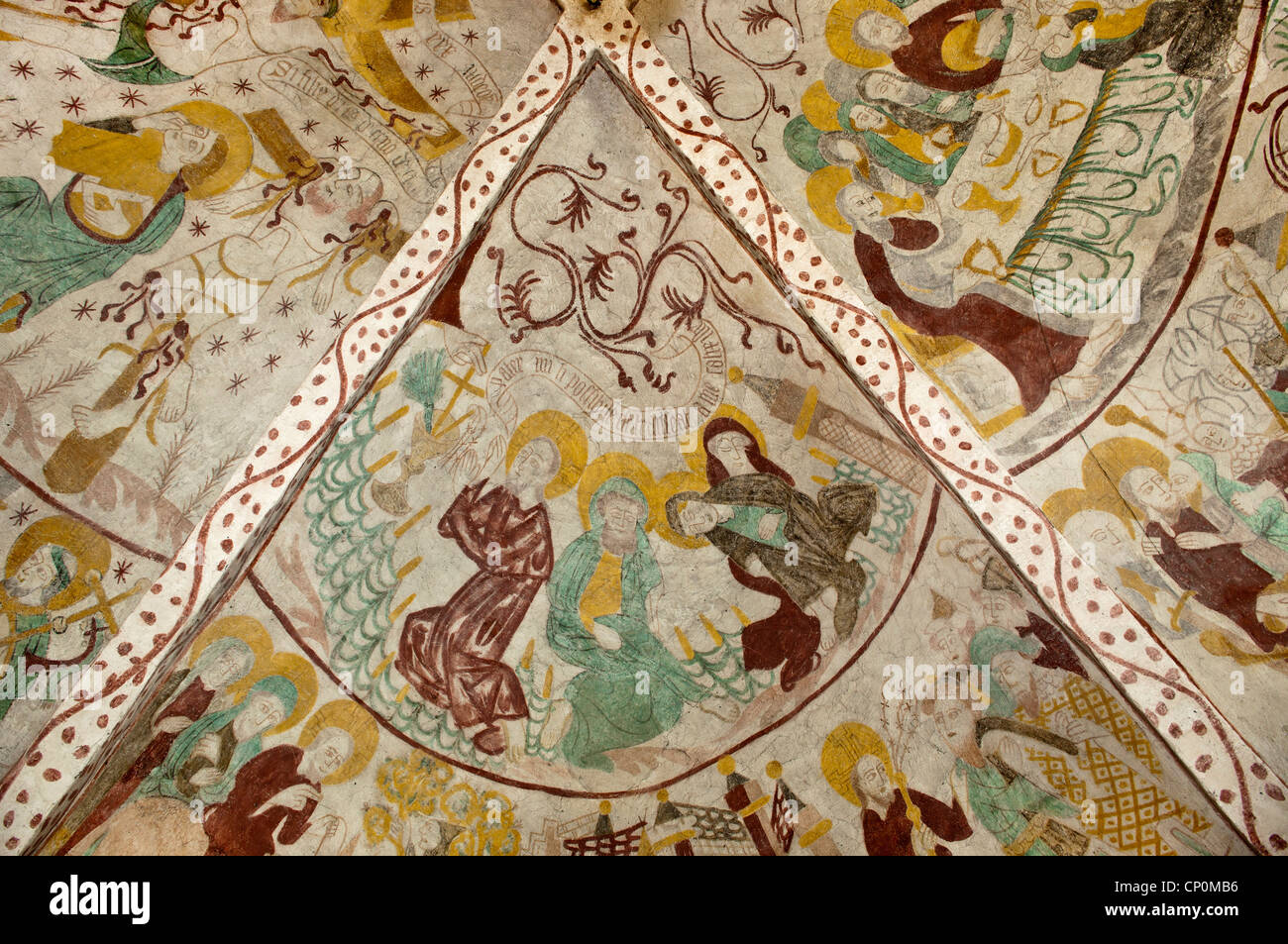 Danish late medieval religious fresco paintings Stock Photo - Alamy