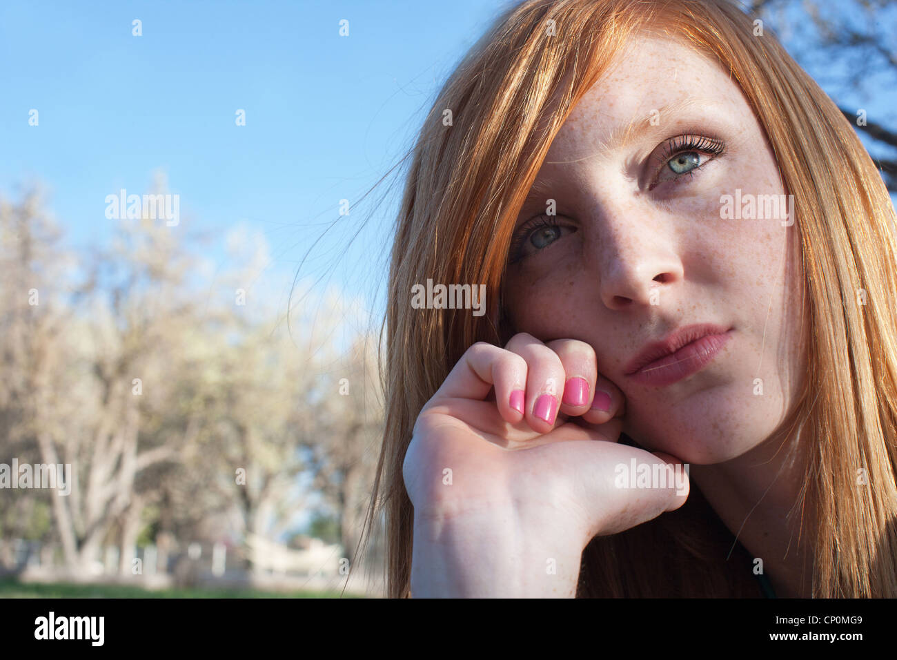 Teenage girl in deep thought hi-res stock photography and images - Alamy