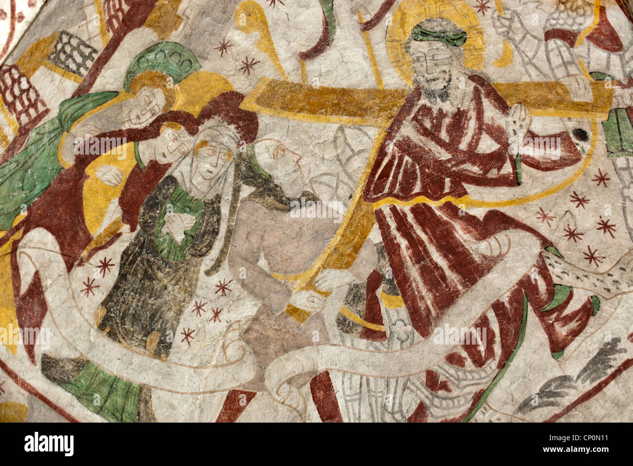 Danish late medieval religious fresco painting Stock Photo - Alamy