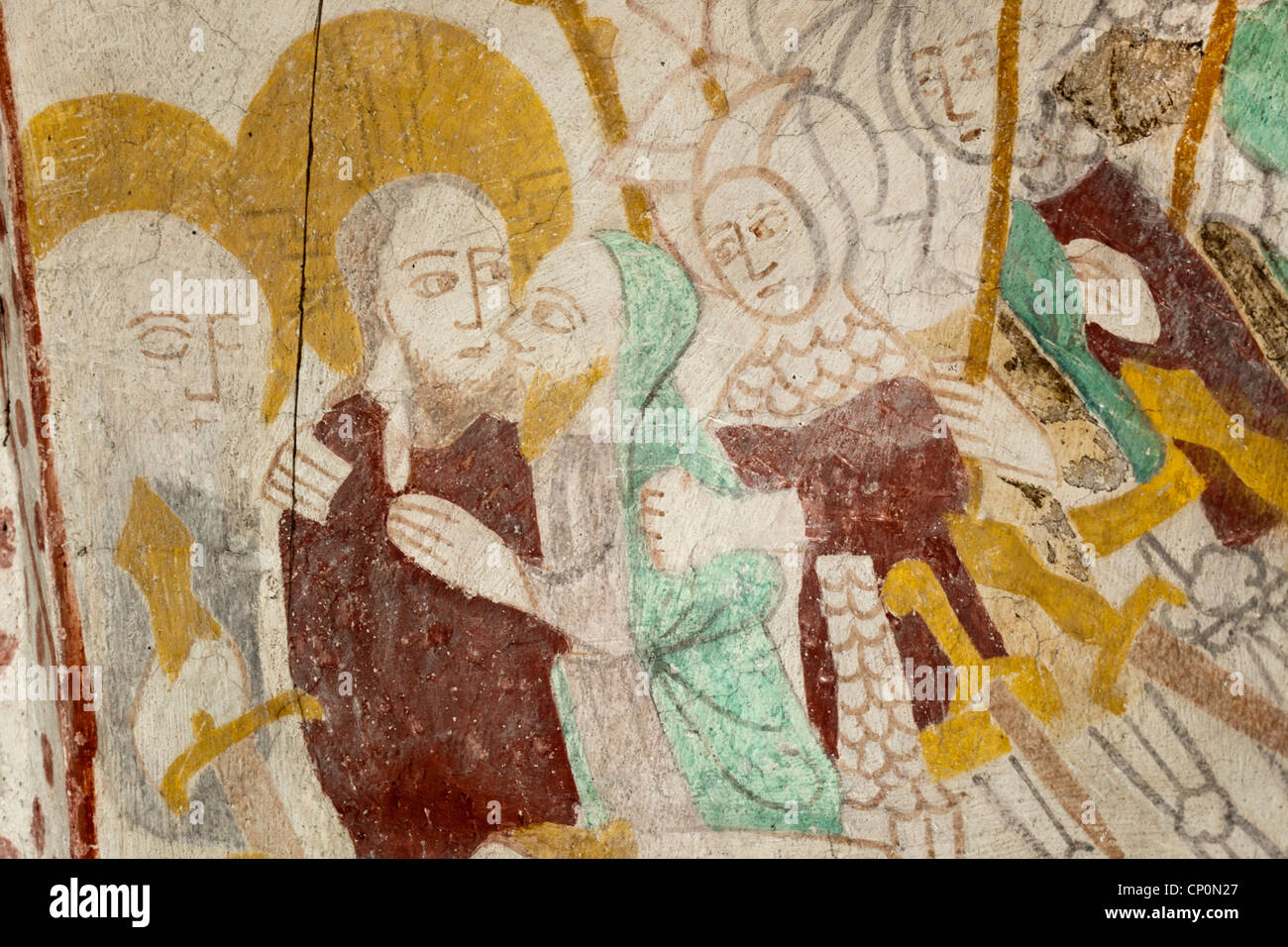 Danish late medieval religious fresco painting Stock Photo - Alamy