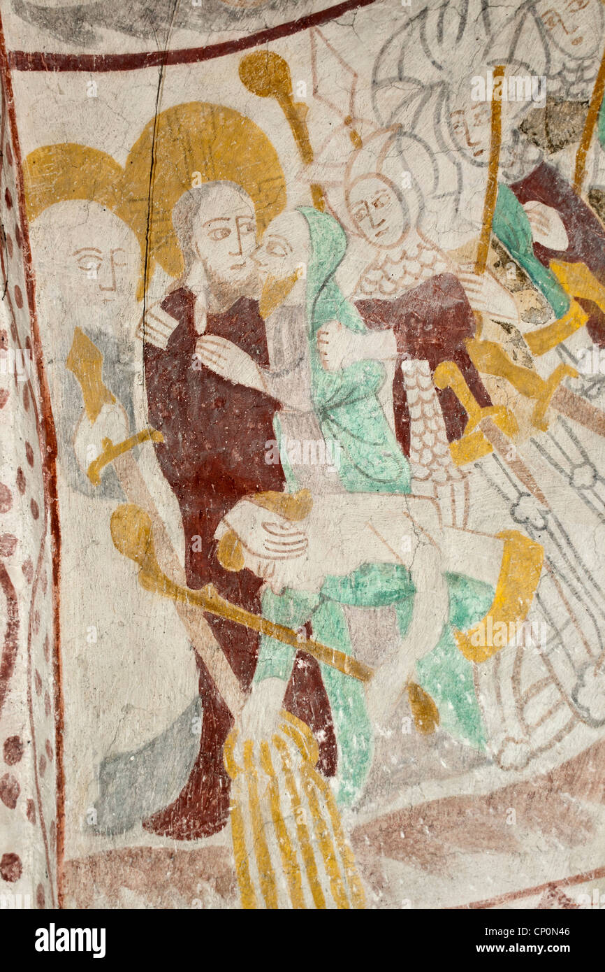 Danish late medieval religious fresco painting Stock Photo - Alamy