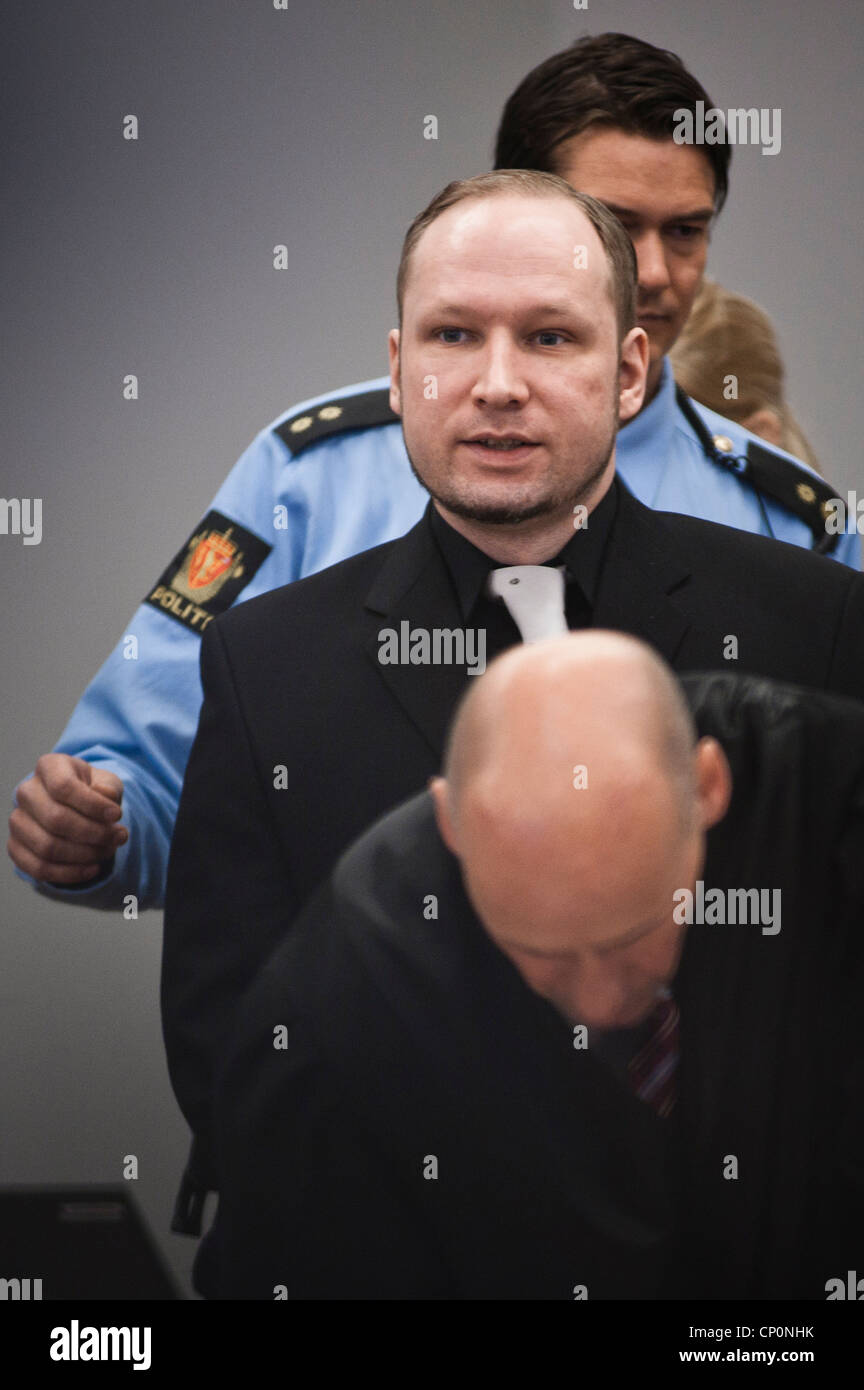 Oslo, Norway. 20/04/2012. Terrorist Anders Behring Breivik arrives in ...