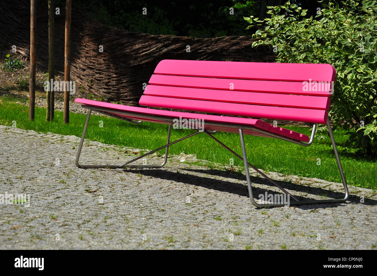Photo of pink bench Stock Photo - Alamy