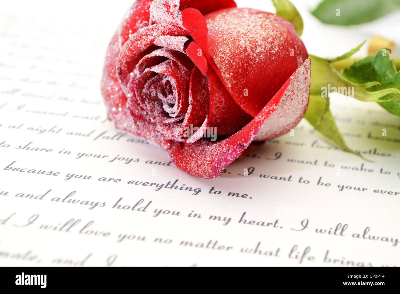 Red rose and love letter Stock Photo - Alamy