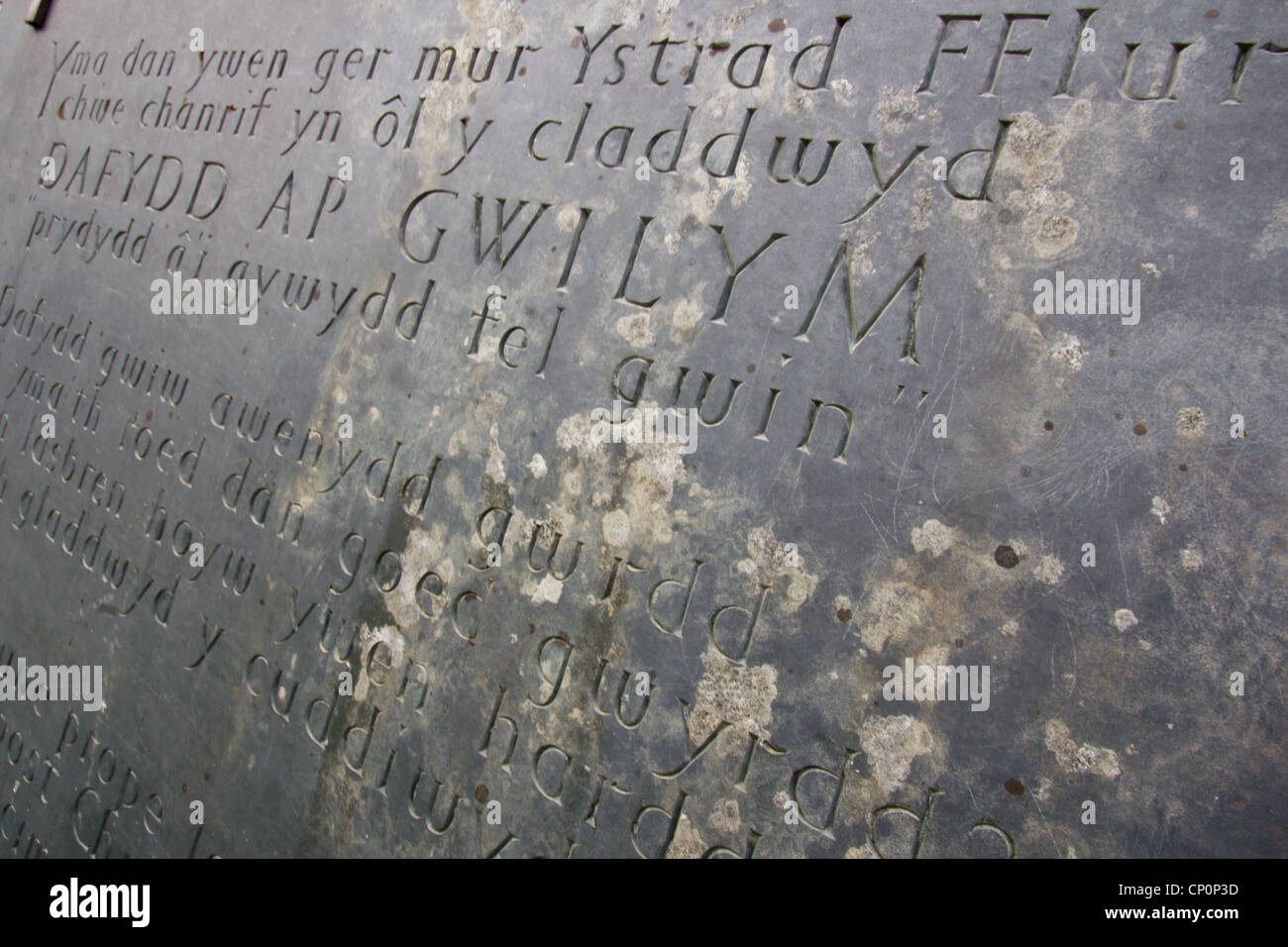 Slate plaque at Strata Florida Abbey, commemorating the medieval Welsh ...