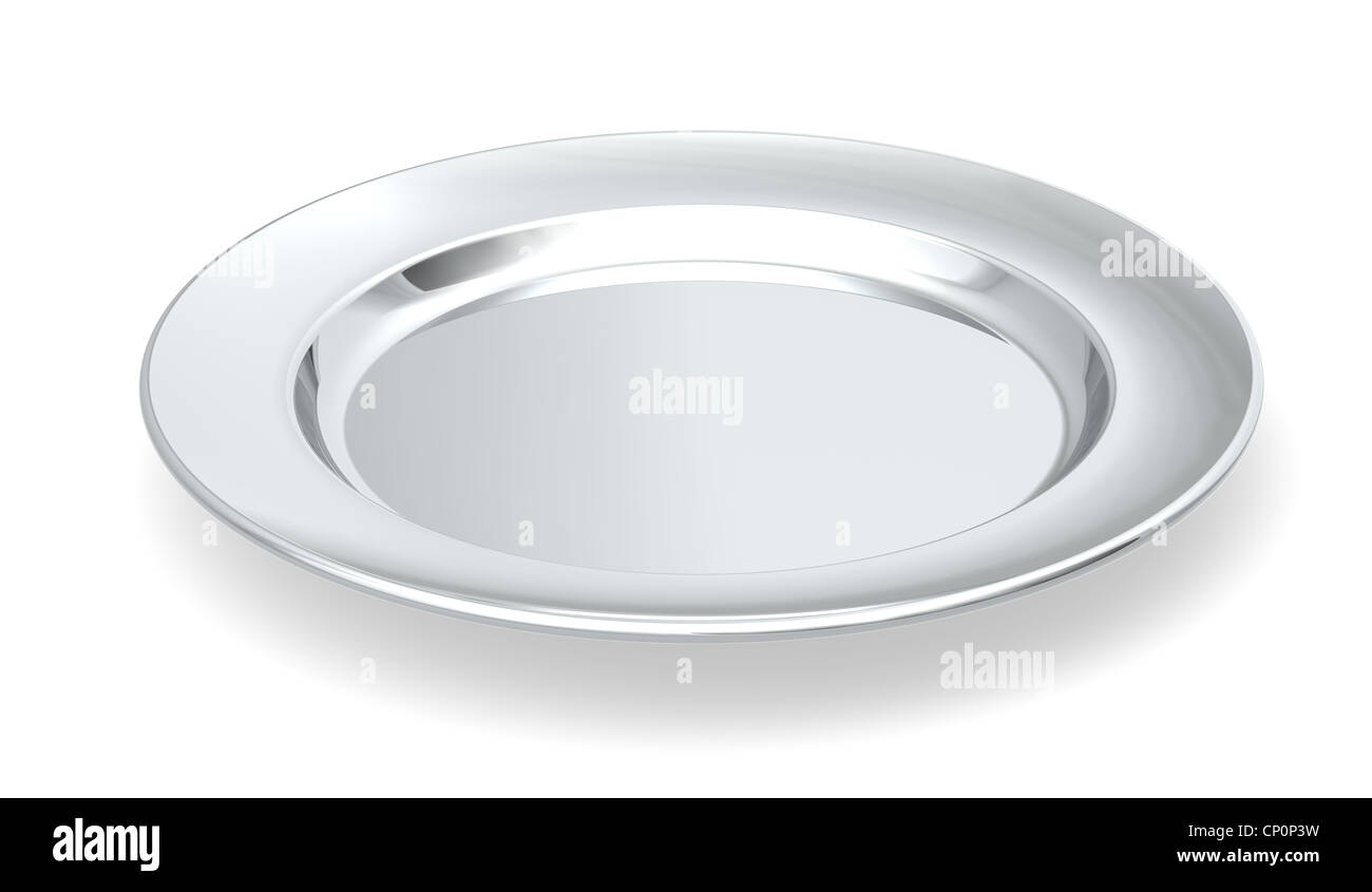 A silver plate on white background Stock Photo - Alamy