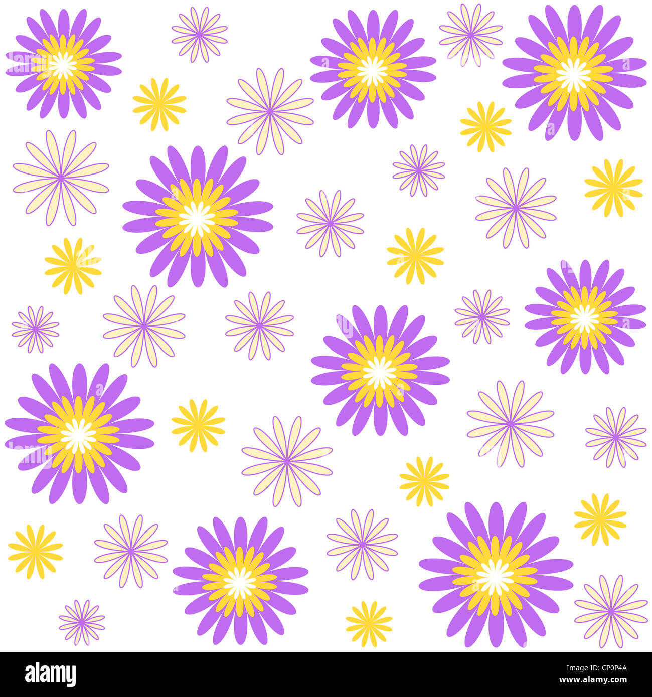 Violet and yellow floral pattern on white Stock Photo - Alamy