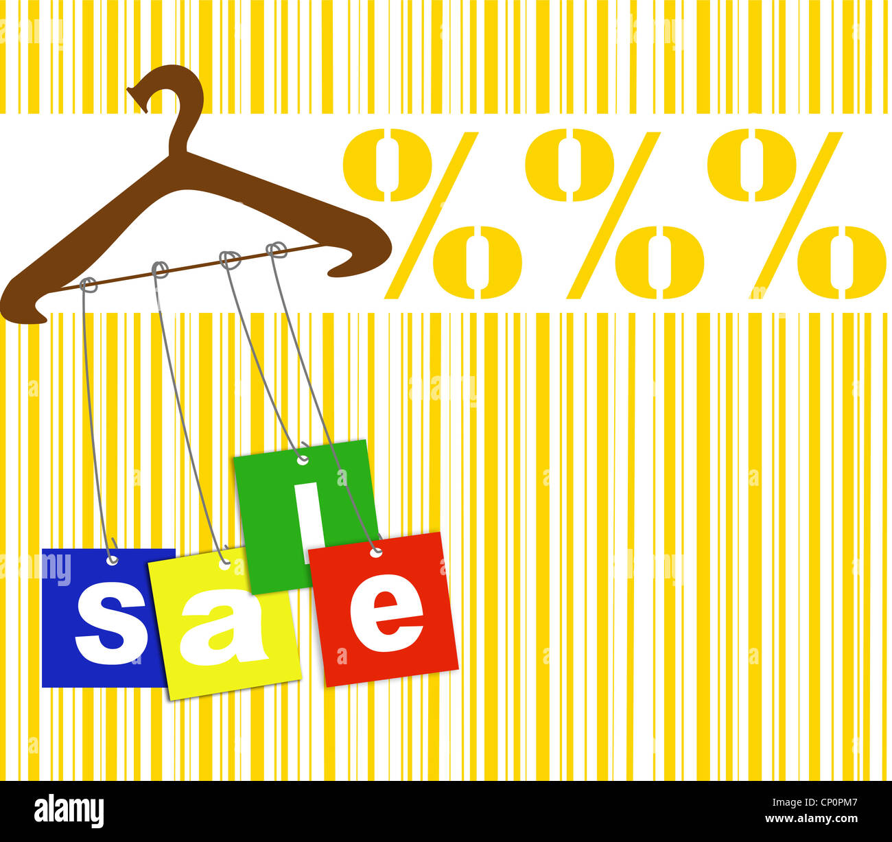 Hanger with sale tags poster Stock Photo - Alamy