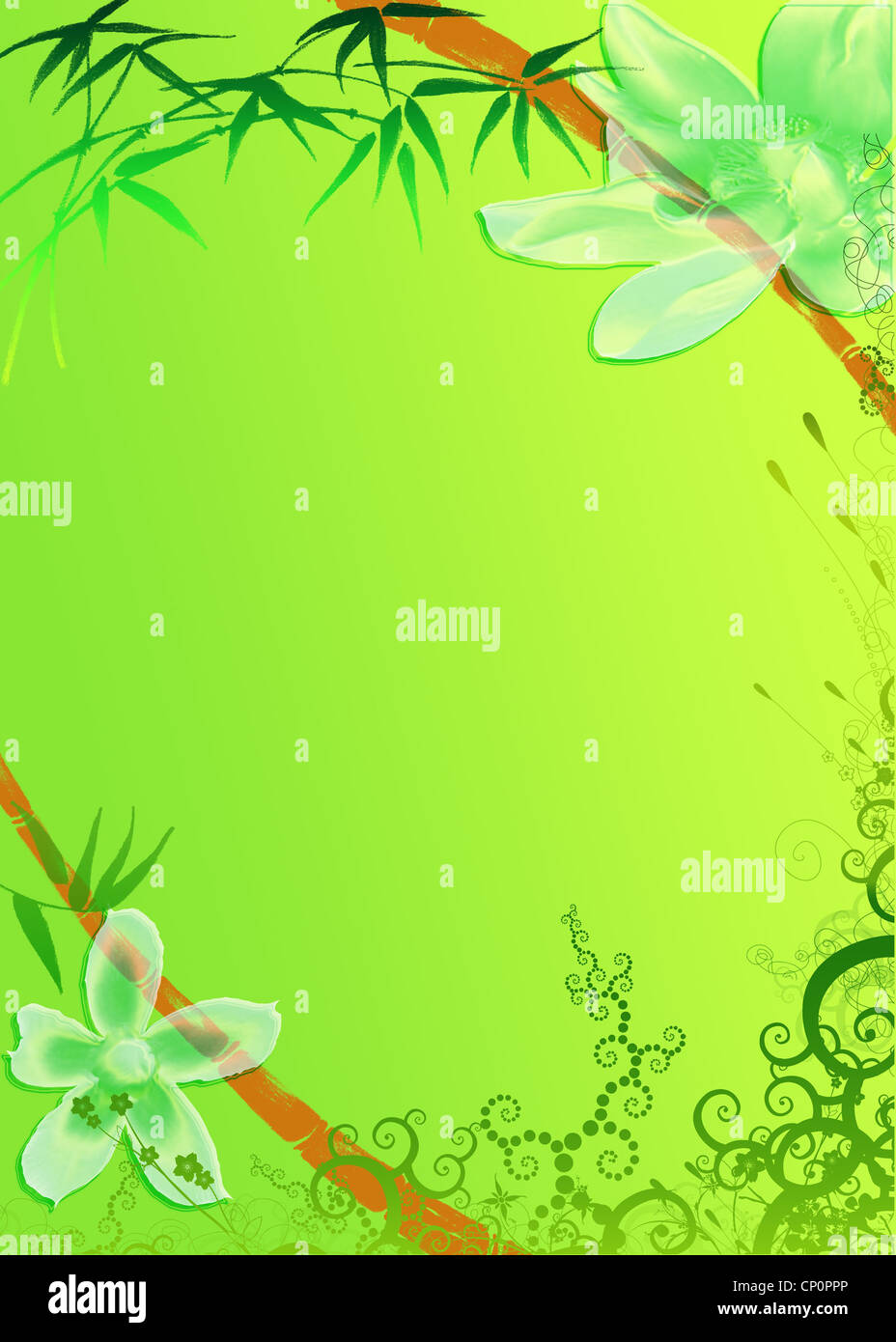 Flower and bamboo frame Stock Photo - Alamy