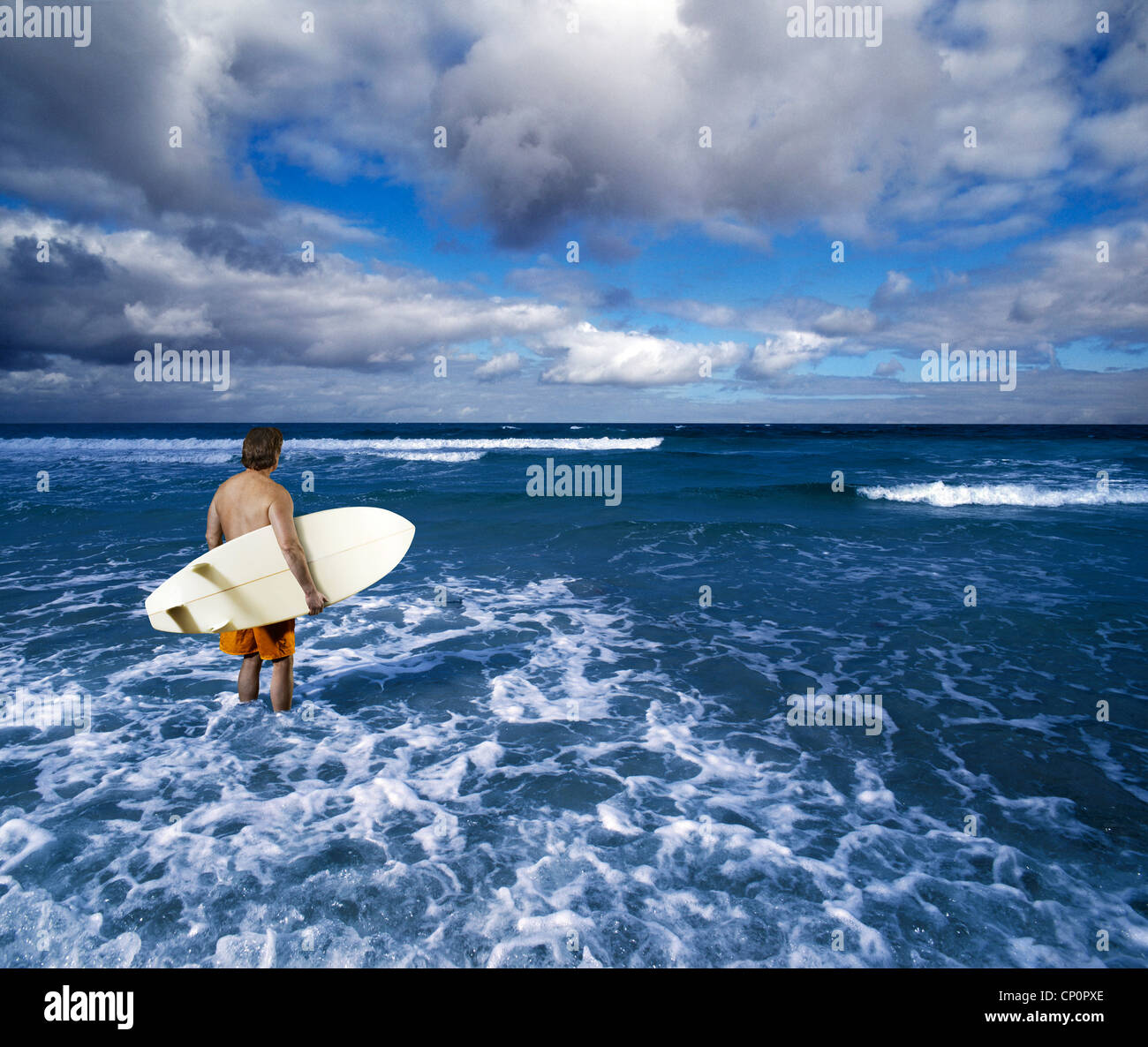 California, Surfer standing in in Surf Zone Stock Photo - Alamy