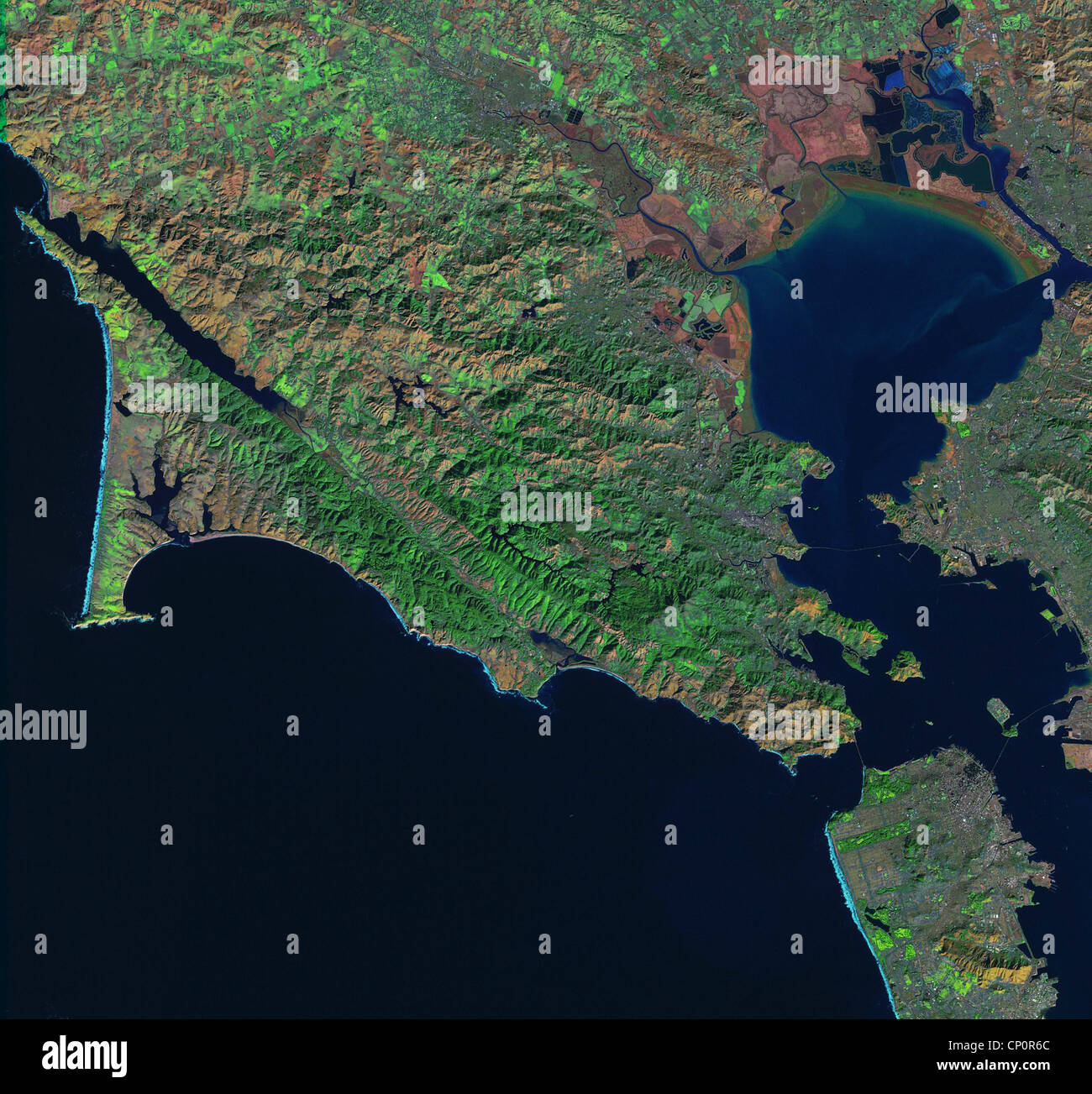 satellite image of Point Reyes, Marin county, San Francisco bay, San ...