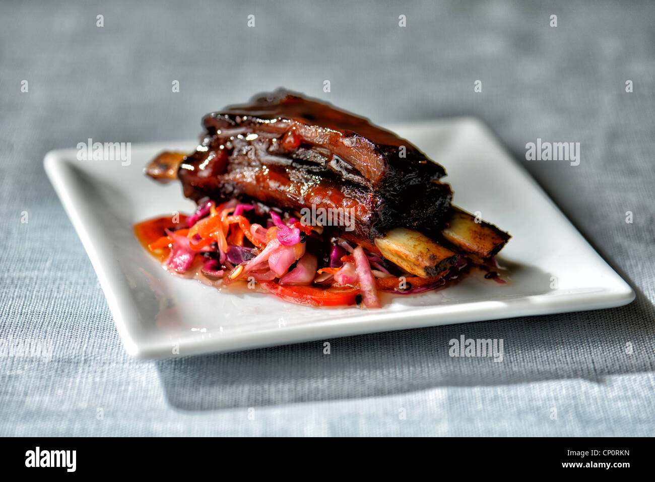 image of bbq ribs appetizer on a plate Stock Photo - Alamy