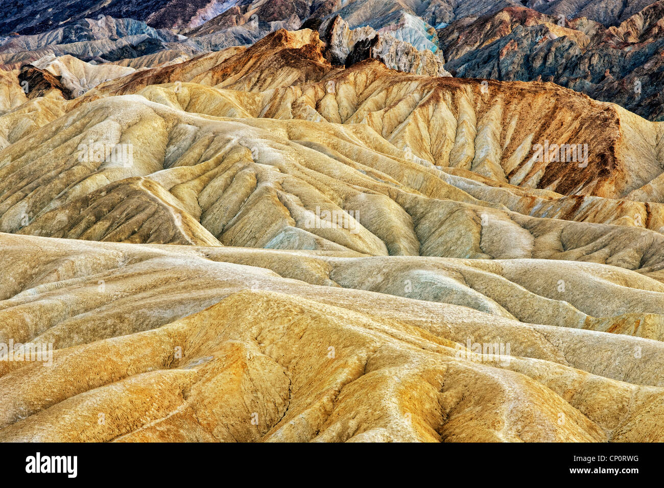 The sun baked badlands and many hues of Golden Canyon in California’s ...