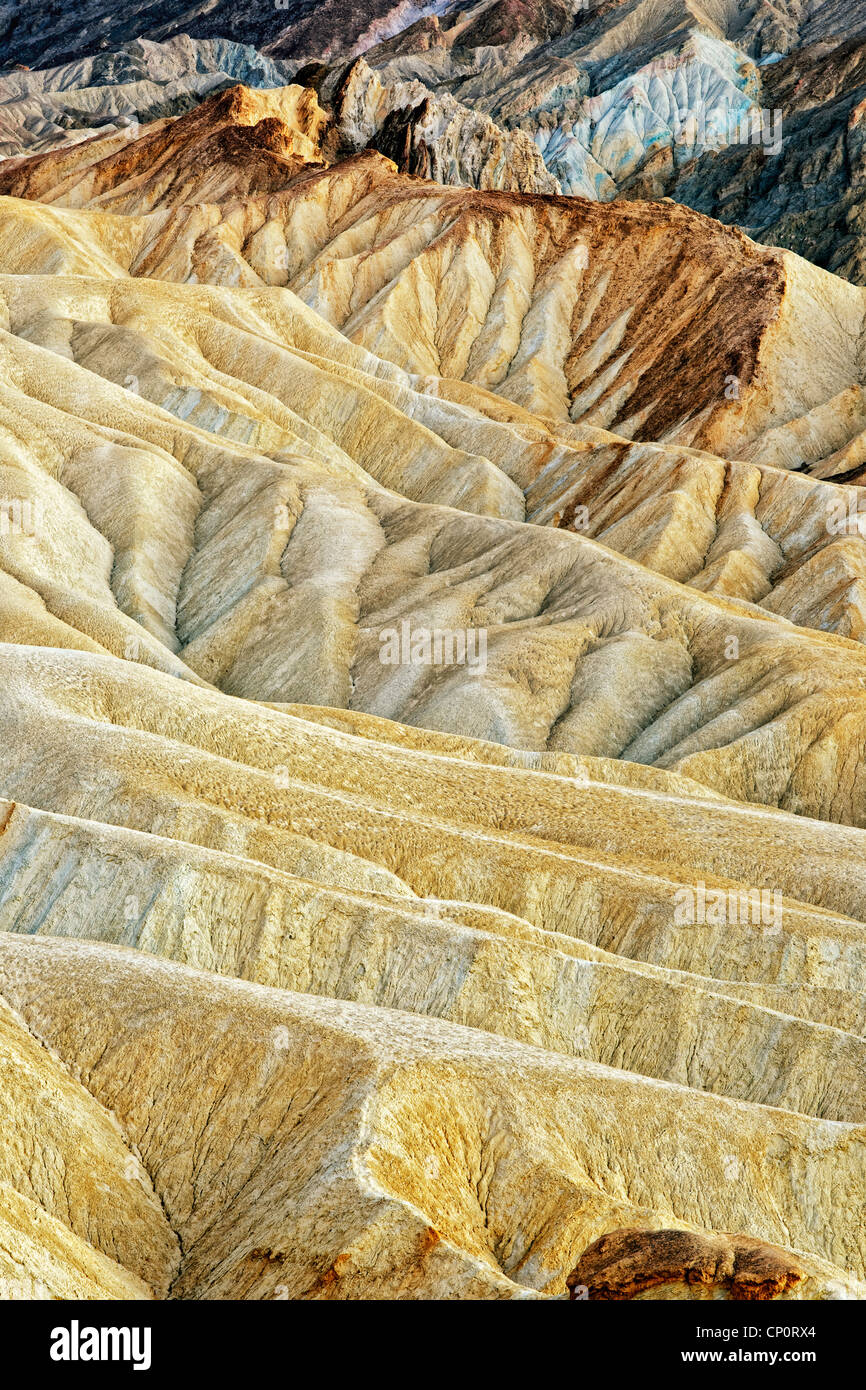 The sun baked badlands and many hues of Golden Canyon in California’s ...