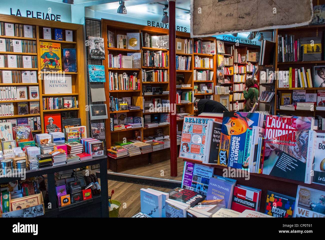 Paris, France, Wide Angle View, Inside, Local French Local Bookstore in ...