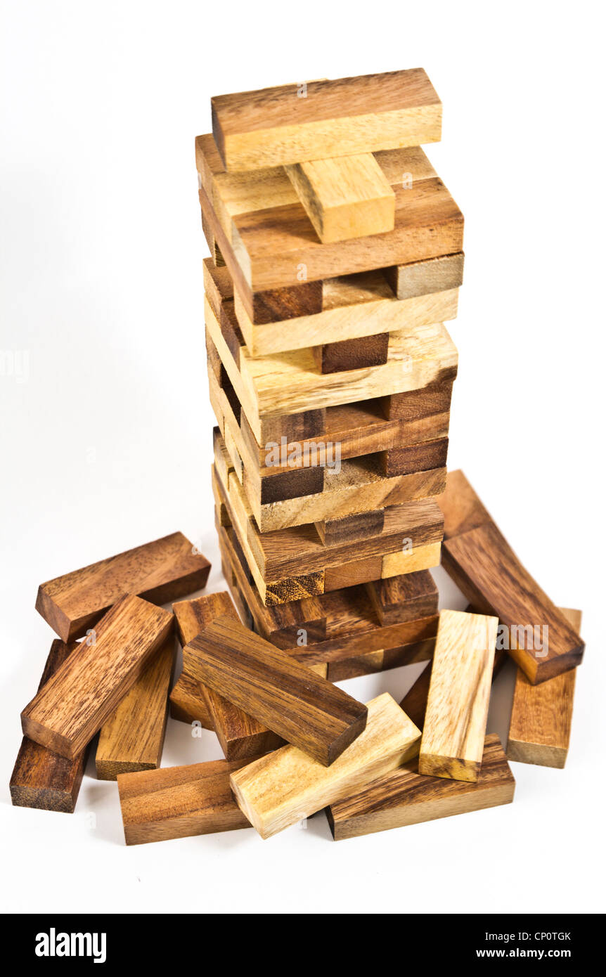 Rectangle blocks wooden tower Cut Out Stock Images & Pictures - Alamy
