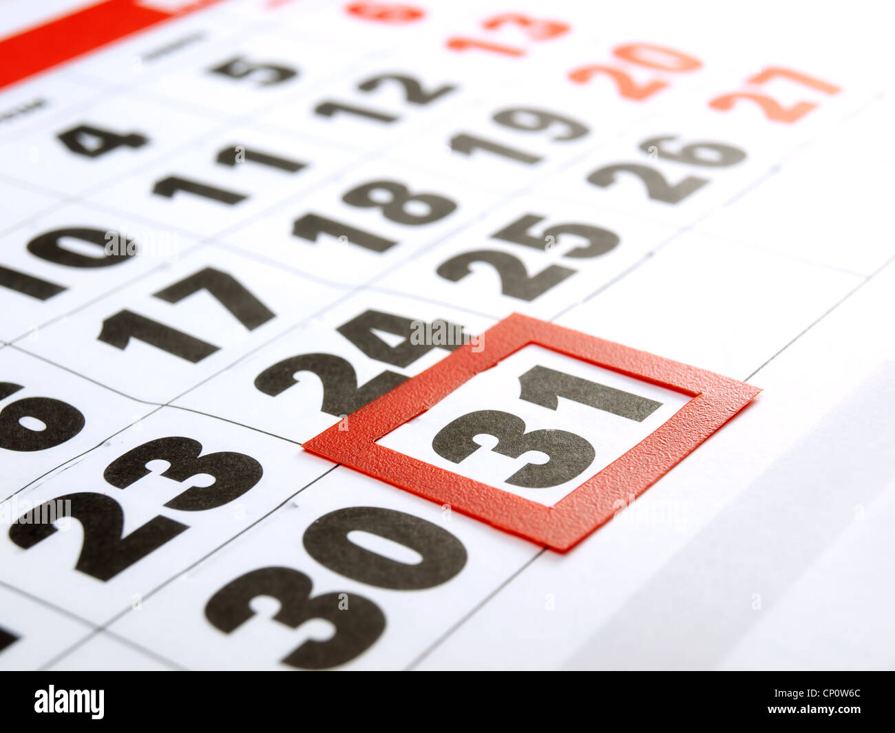 Last day of the month marked on the calendar Stock Photo - Alamy