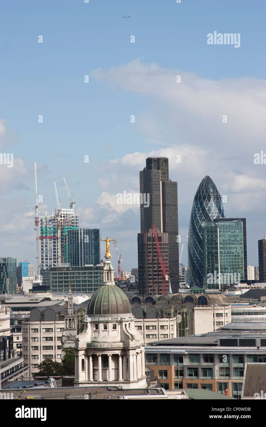 Vertical Cityscape across the skyline of the City of London, showing ...