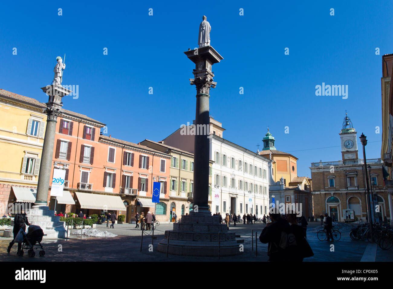Italy, Ravenna, the columns of Piazza del Popolo Stock Photo - Alamy