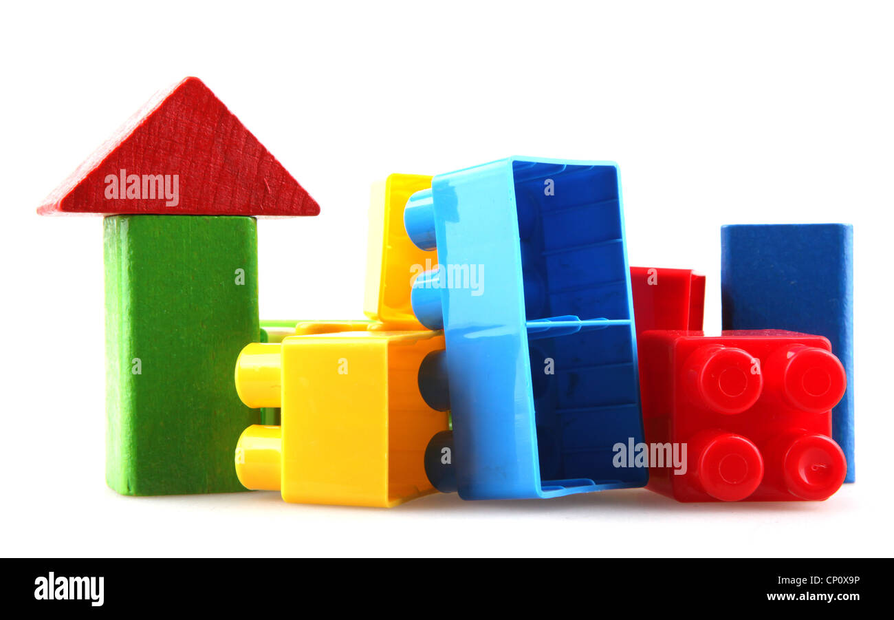 Wooden block house Cut Out Stock Images & Pictures - Alamy