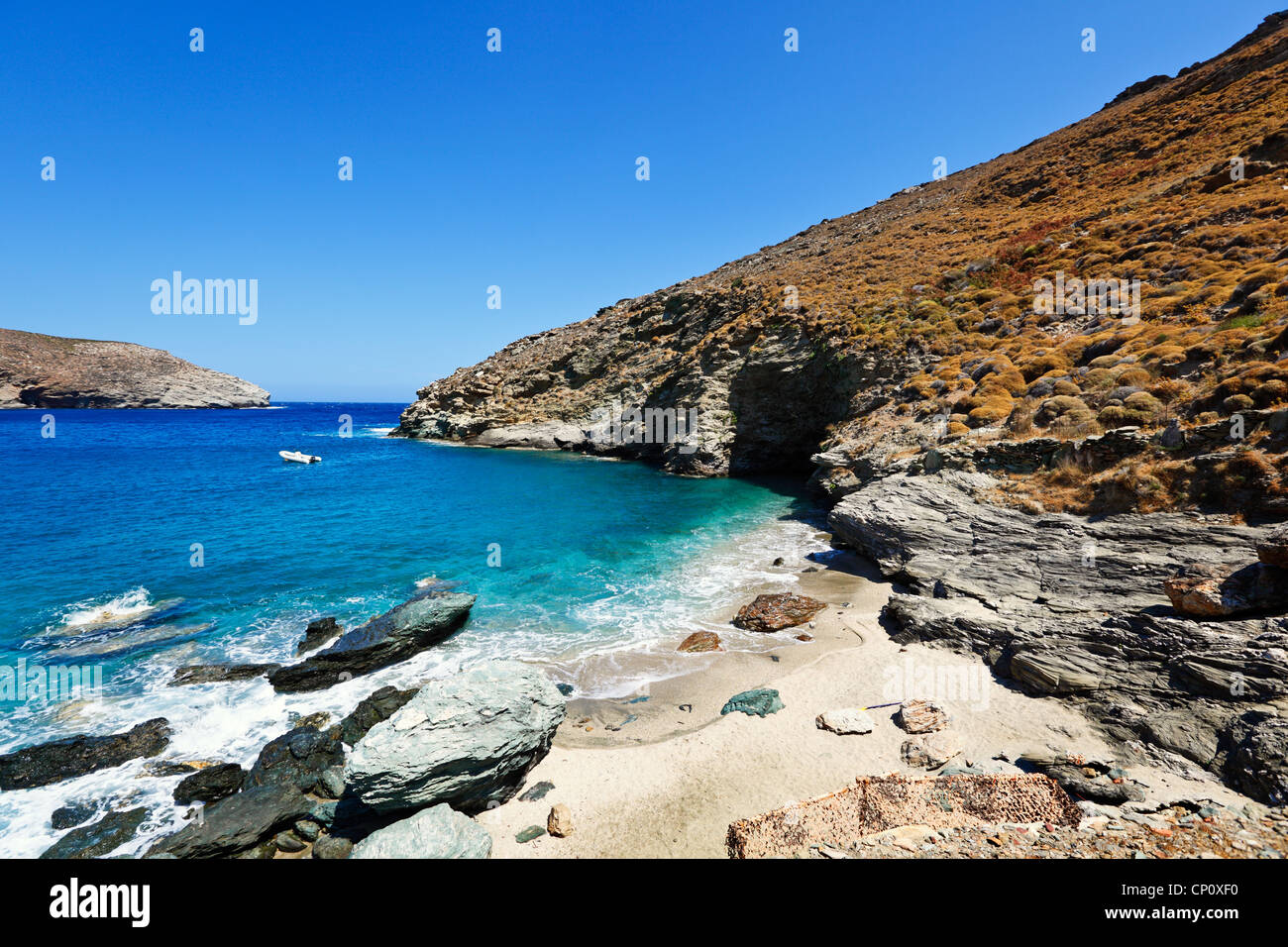 The virgin Achla beach in Andros, Greece Stock Photo - Alamy