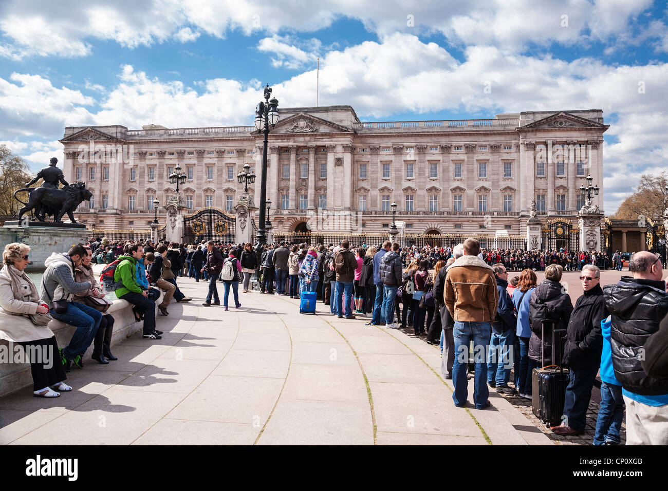 A crowd gathered outside Buckingham Palace, London, England Stock Photo ...