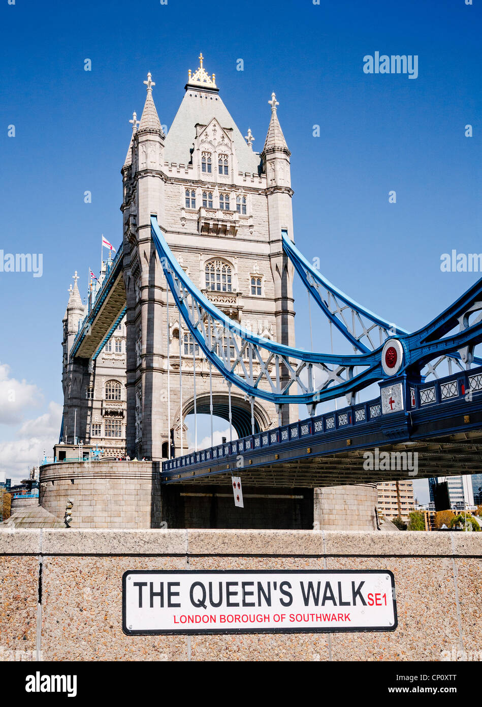 Tower Bridge from the Queen's Walk on the South Bank, London, England ...
