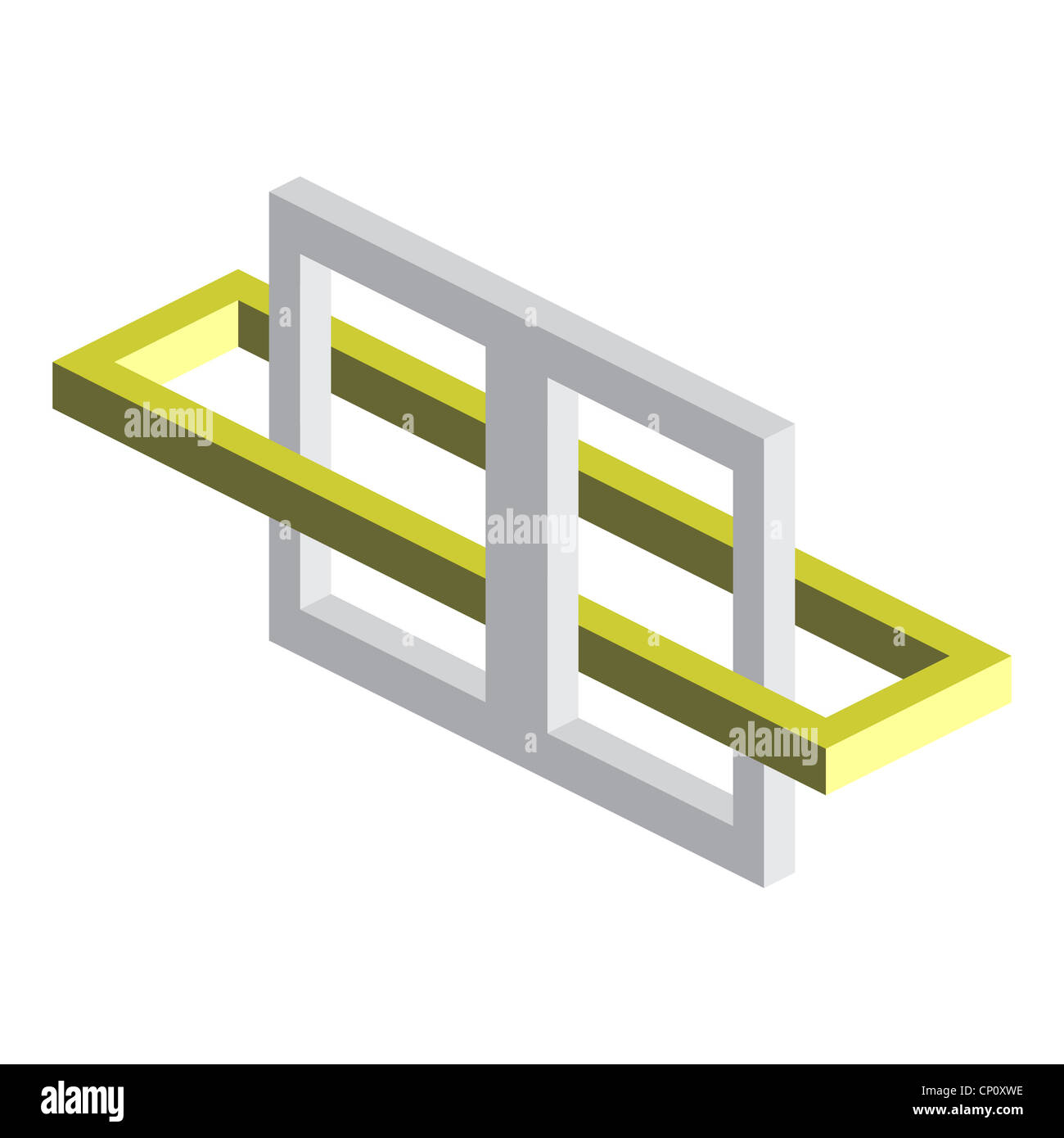 Optical illusion, colorful blocks, different shapes, isolated on white ...