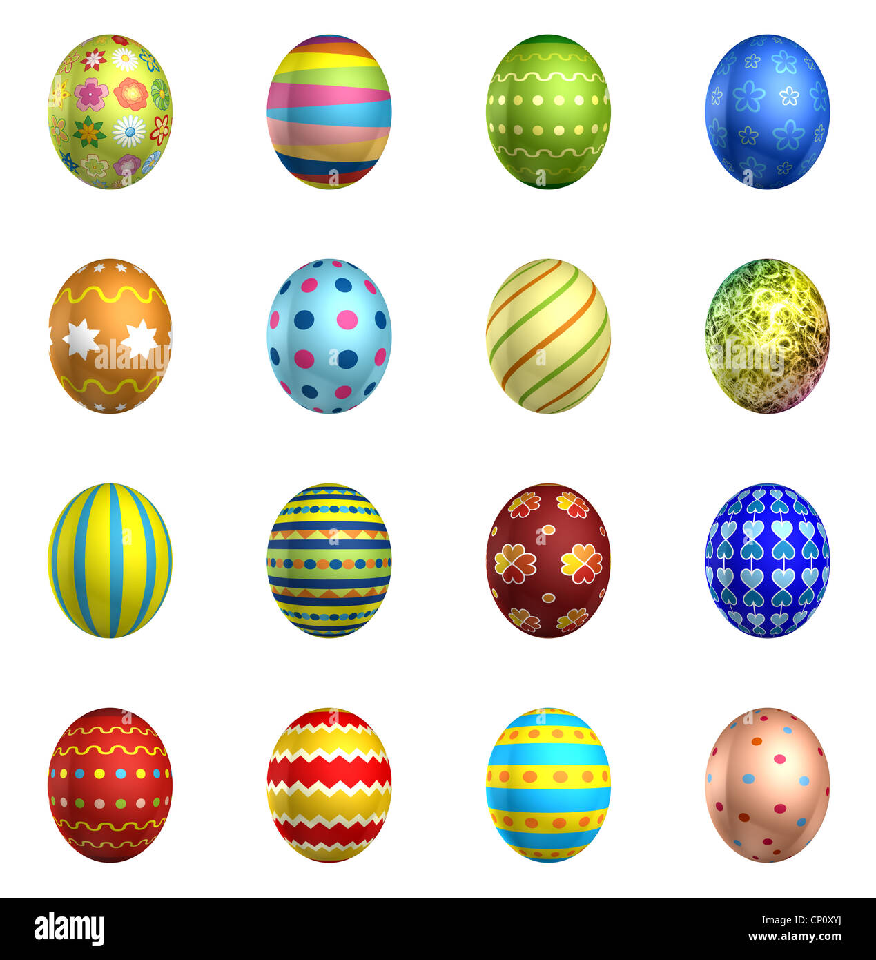 Easter eggs, big pack collection isolated on white background Stock ...