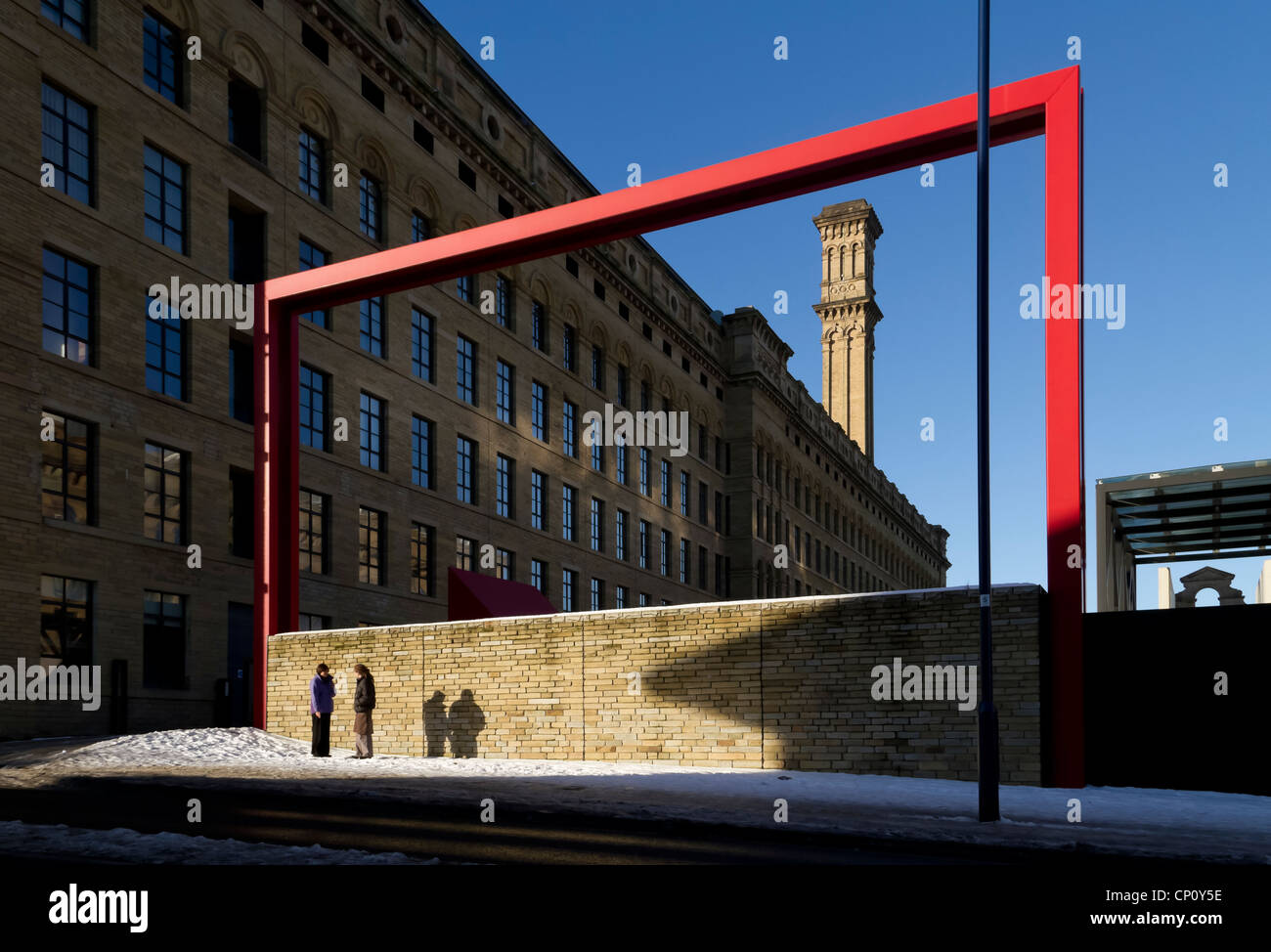 Two men outside Listers Mill once the largest textile mill in the north ...