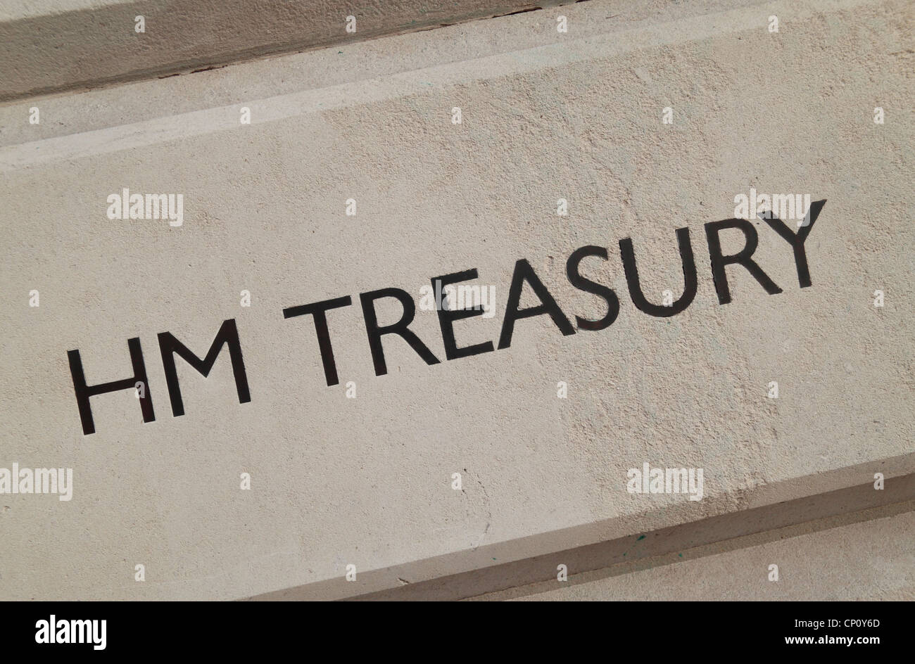 HM Treasury printed on the wall outside the HM Treasury entrance on ...
