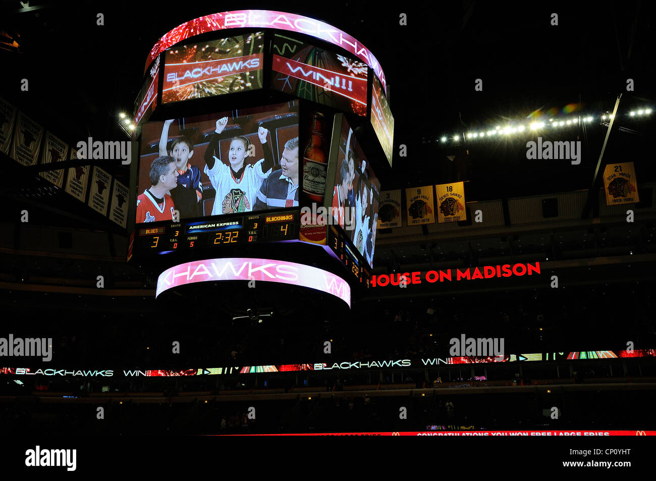 Electronic Scoreboard at United Center in Chicago where the Chicago ...