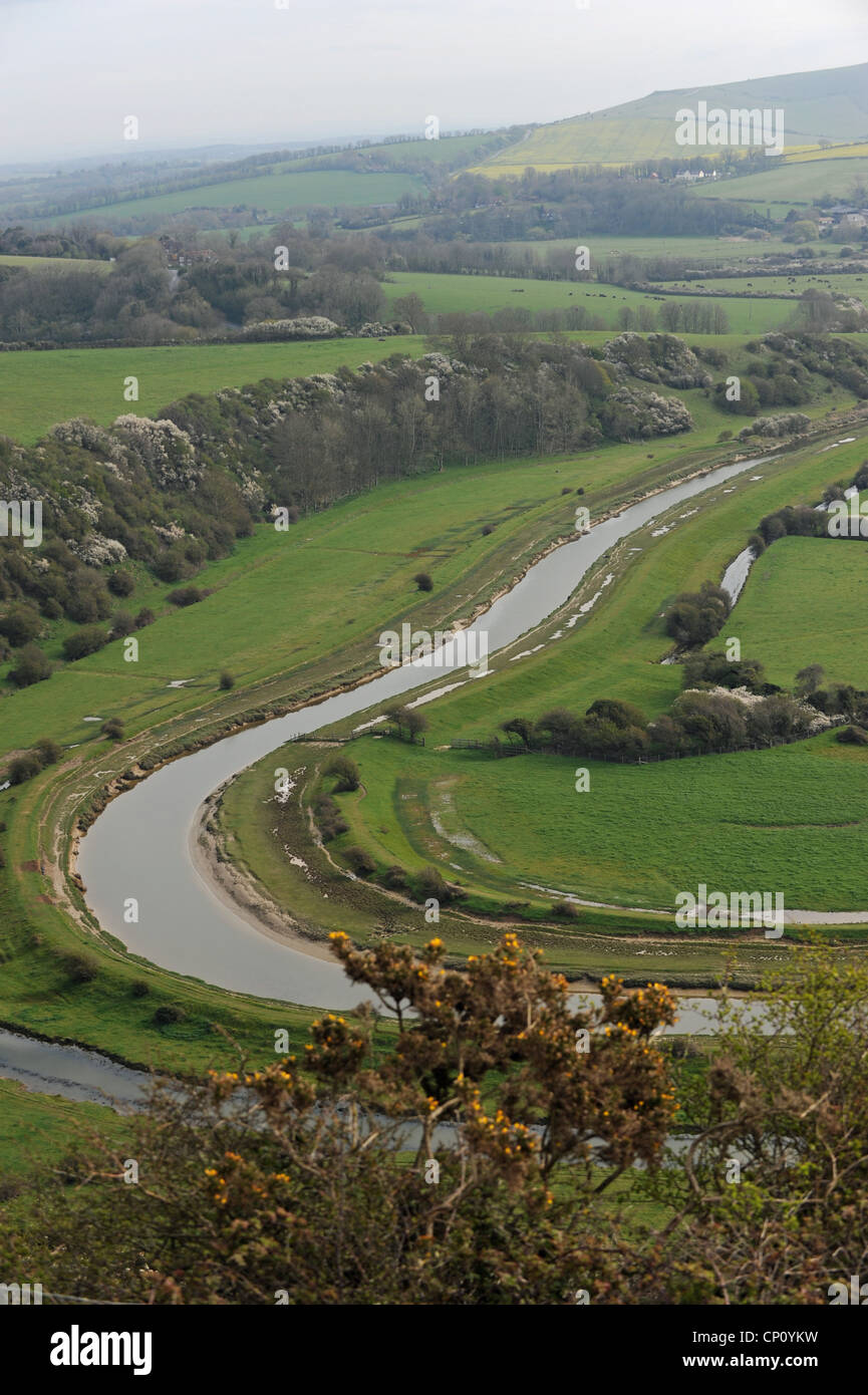The River Cuckmere and surrounding valley in East Sussex UK Stock Photo ...