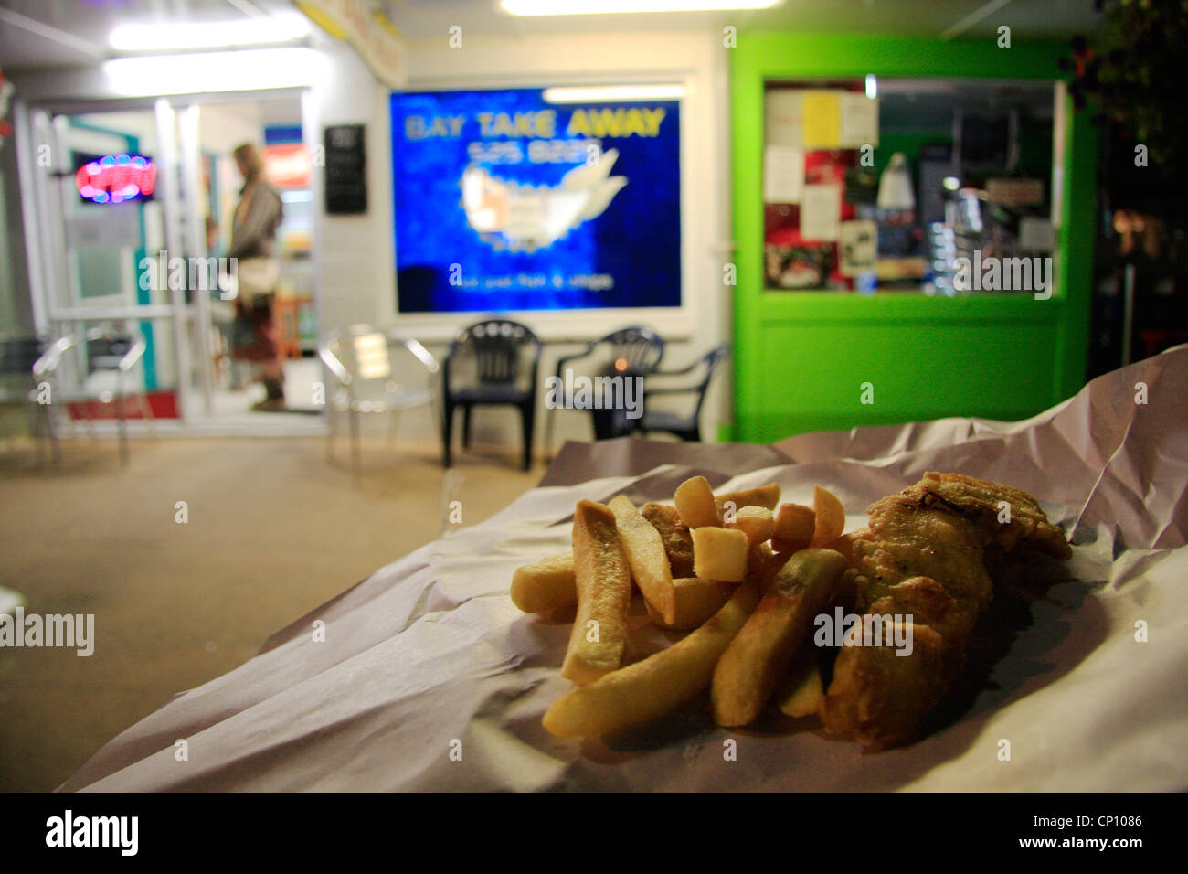 A fast food - fish and chips stall in Golden Bay Stock Photo - Alamy