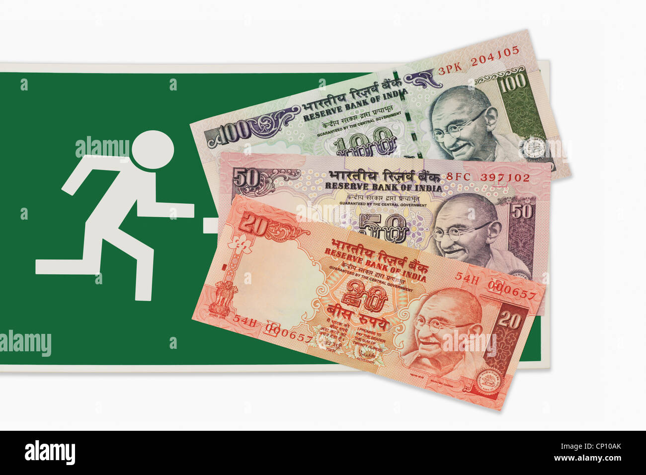 Many diverse Indian rupee bills with the portrait of Mahatma Gandhi ...