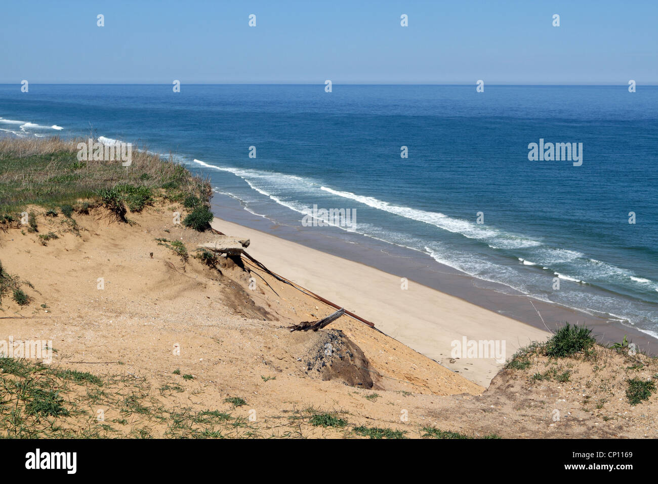 A view of the beach from the cliffs near the Cape Cod Lighthouse, North ...