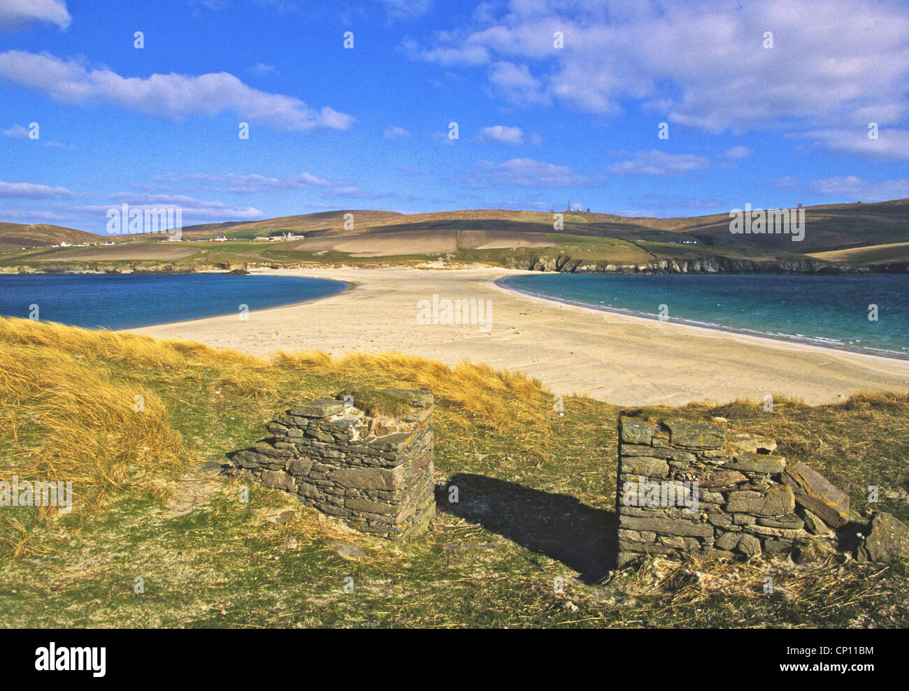 This is the tombolo which connects St Ninian's Isle to the South ...