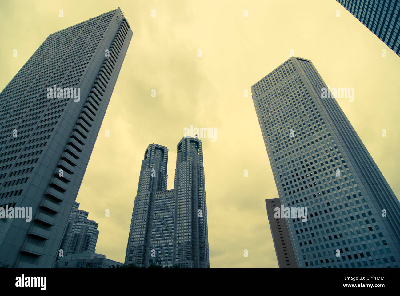 Tokyo skyscrapers background in Shinjuku area with City Hall Building ...