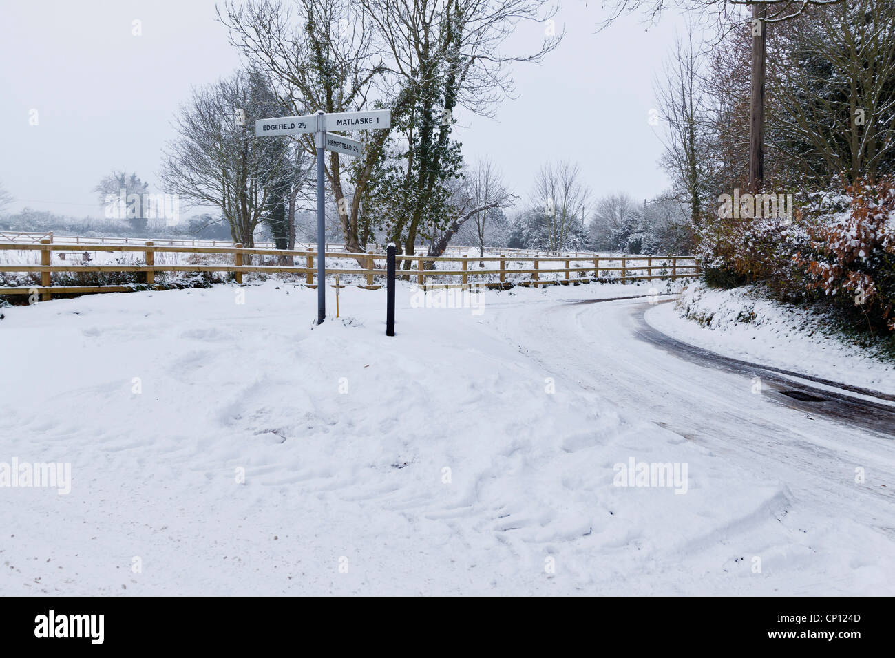Early snowfall at the beginning of December in a small "North Norfolk ...
