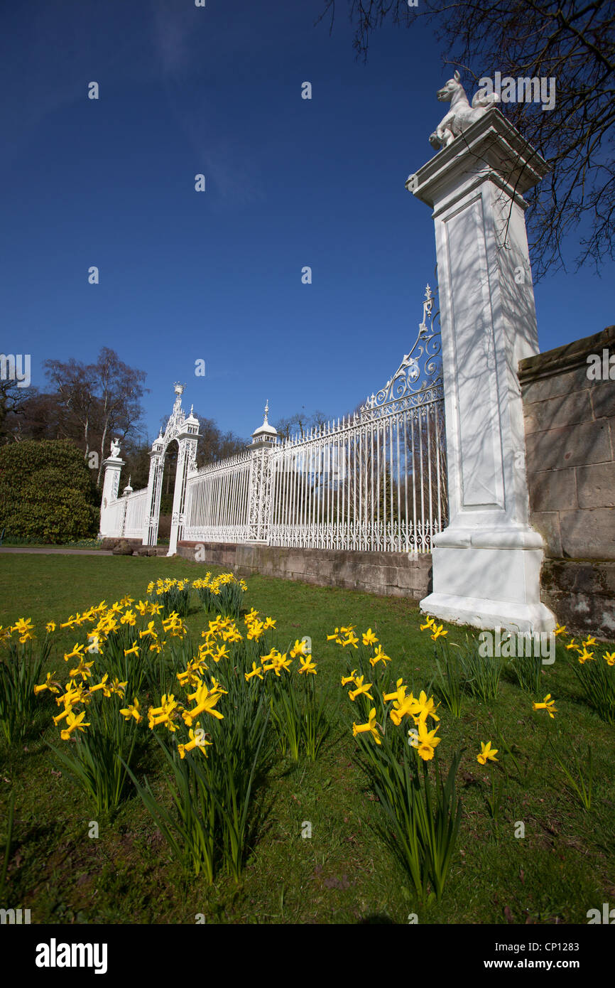 Cholmondeley Castle Gardens. Spring view of the Robert Bakewell ...