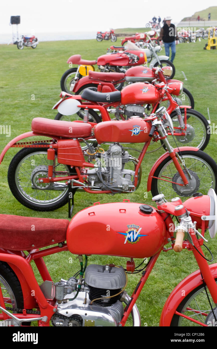 Line of vintage MV Augusta motorcycles at a concours event Stock Photo ...