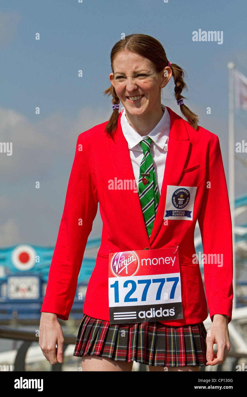 Amy Tanner Fastest marathon in a school uniform Stock Photo - Alamy
