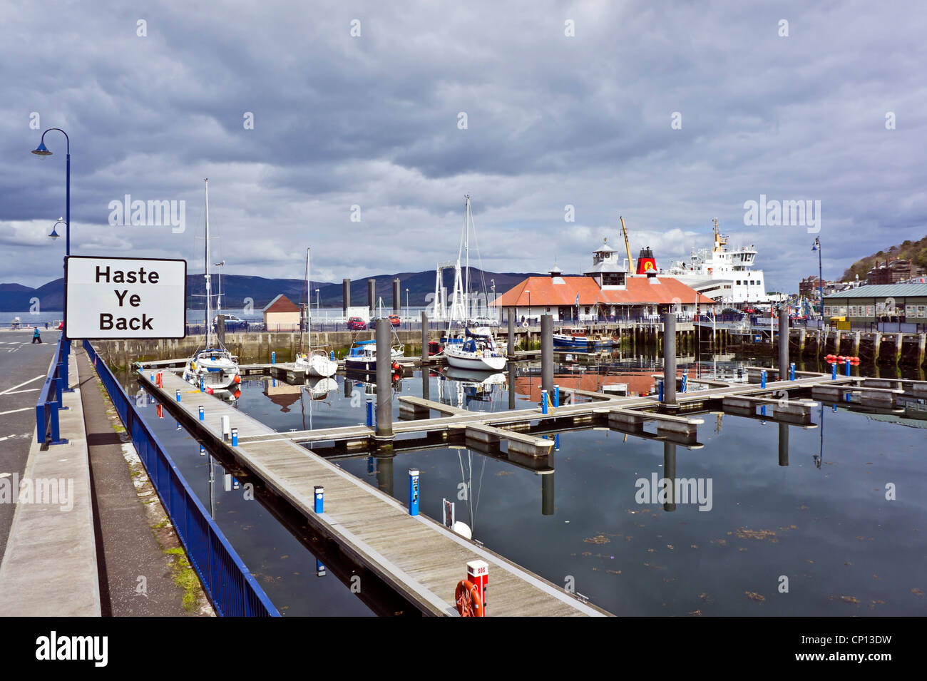 Rothesay Caledonian Macbrayne pier area and inner basin on the island ...